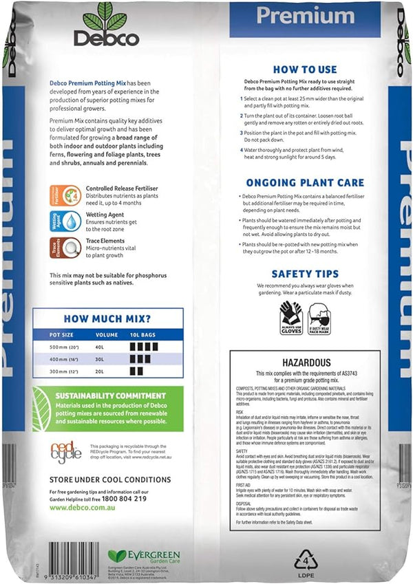 DEBCO PREMIUM POTTING MIX 10L - Stonemans Garden Centre